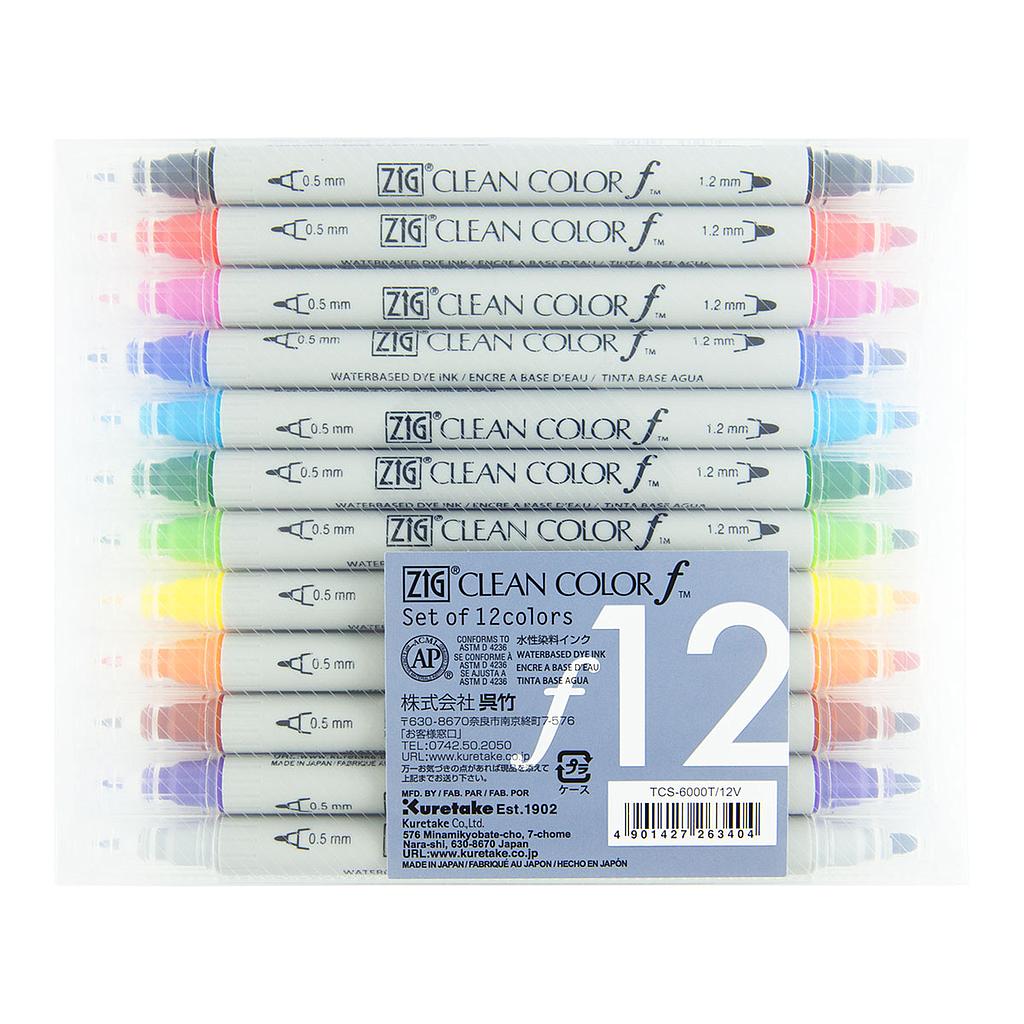 Zig Kuretake Clean Color F Dual Tip Pens 12 set – UNFADE
