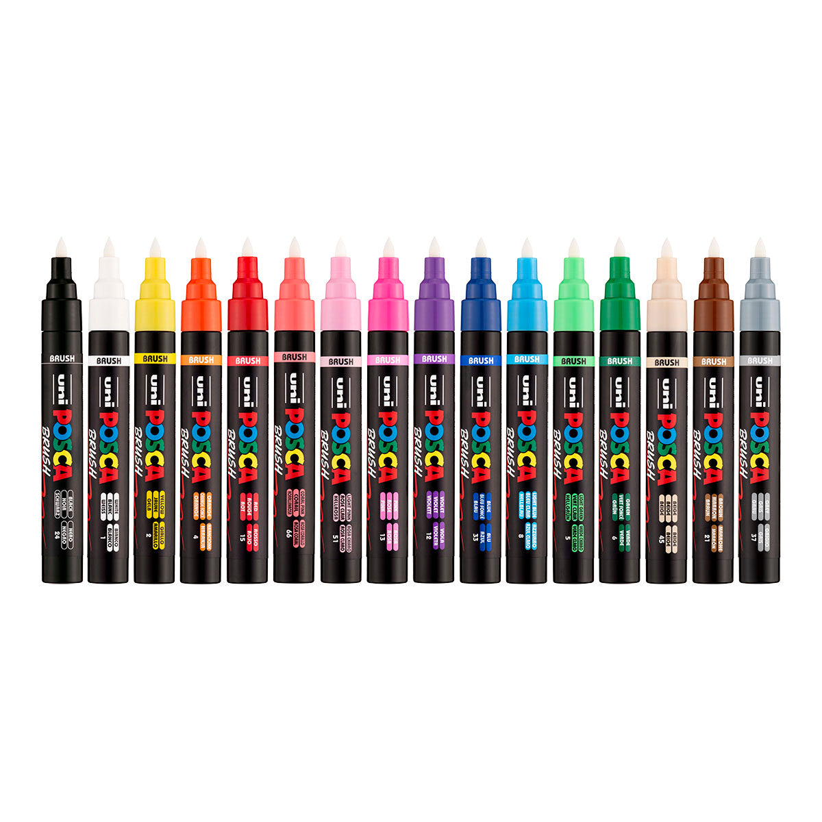Uni Posca Markers PC-5BR, Brush Pen 16 Set – UNFADE